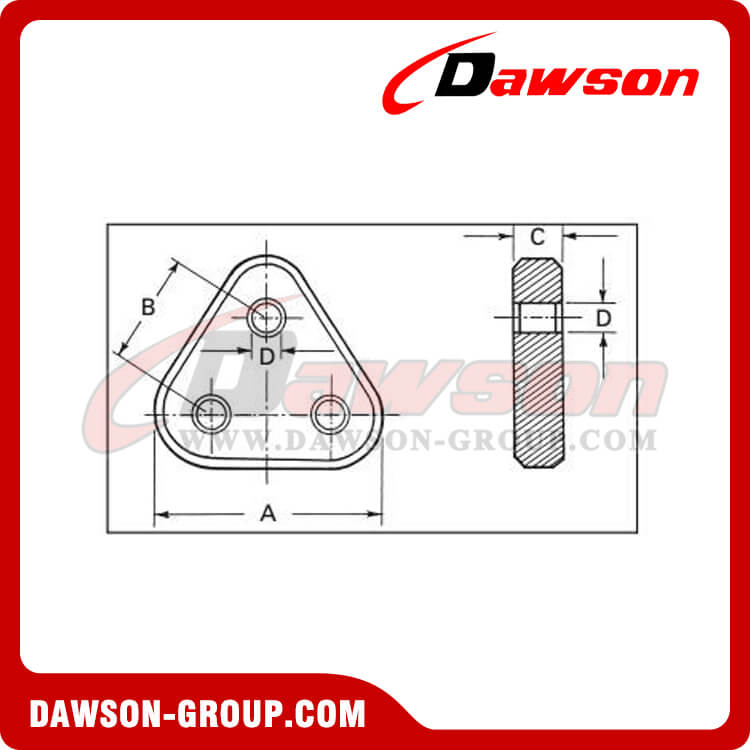 High Tensile Steel Three Hole Triangle Plate, Mooring Plate, forged tri ...