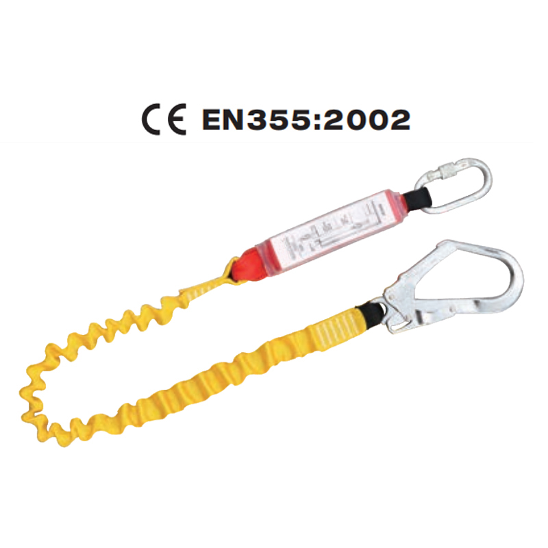 CE EN355 yellow polyester webbing energy absorber safety lanyard with 1 ...