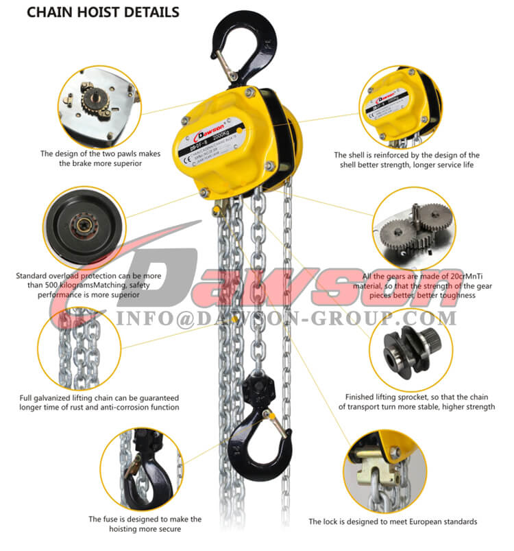 5T Single Chain Chain Hoist for Lifting, 5000kg Single Fall Chain Block ...