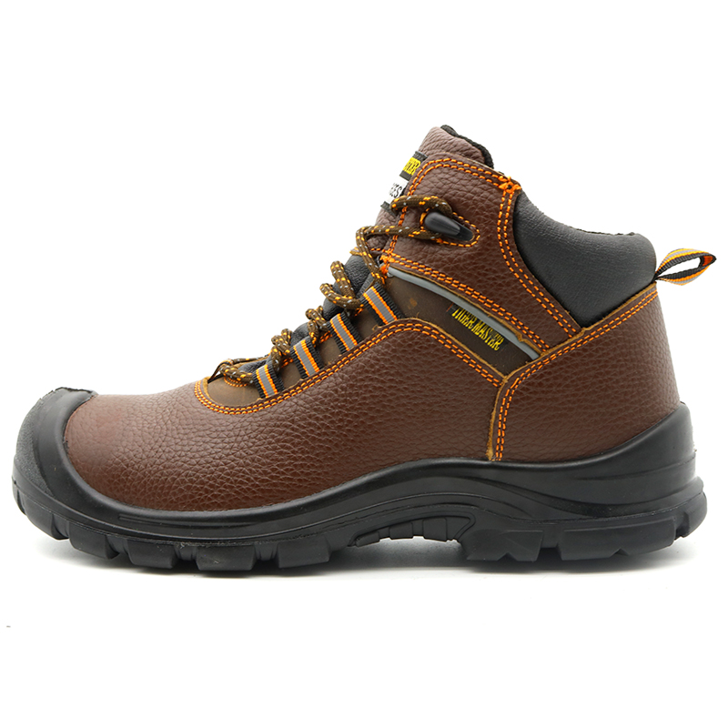 Brown Genuine Leather PU Sole Steel Toe Prevent Puncture Safety Boots ...