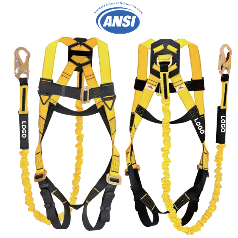 ANSI Custom Logo Full Body Safety Harness with Shock Absorber Lanyard ...