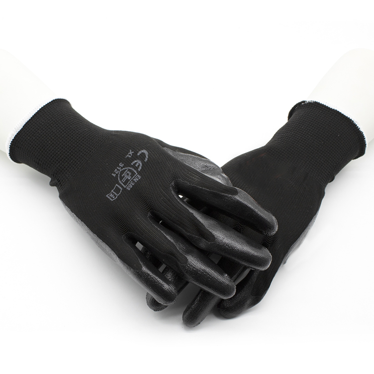 CE EN388 Oil Chemical Resistant Nitrile Coated Gloves Work - Buy black ...