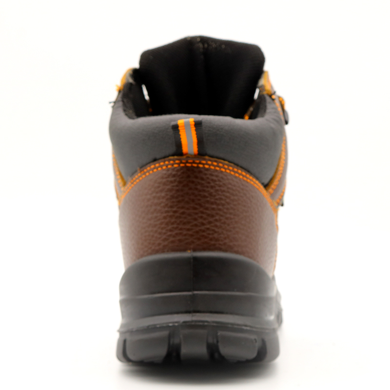 Brown Genuine Leather PU Sole Steel Toe Prevent Puncture Safety Boots ...