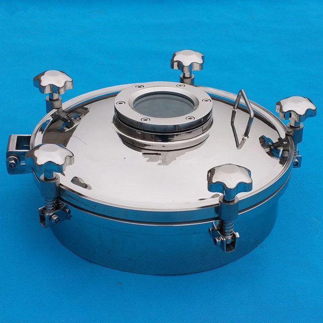 Sanitary SS304 Circle Pressure Tank Manway with Flange Sight Glass ...