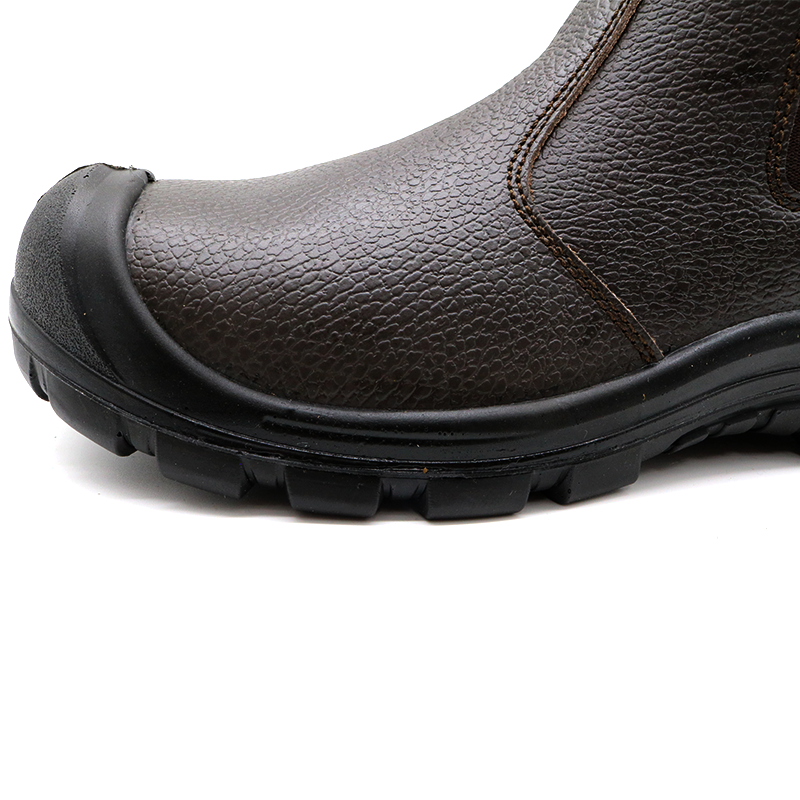 Dark Brown Leather Steel Toe Safety Shoes for Men without Lace - Buy no ...