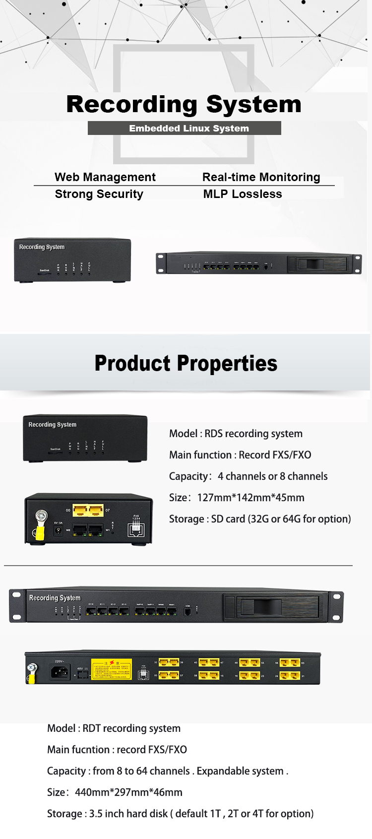 Excelltel Embedded Recording System Linux system telephone voice ...