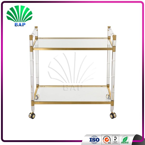 Clear Acrylic Trolley Cart Acrylic Furniture Three Tiers Hotel Serving ...