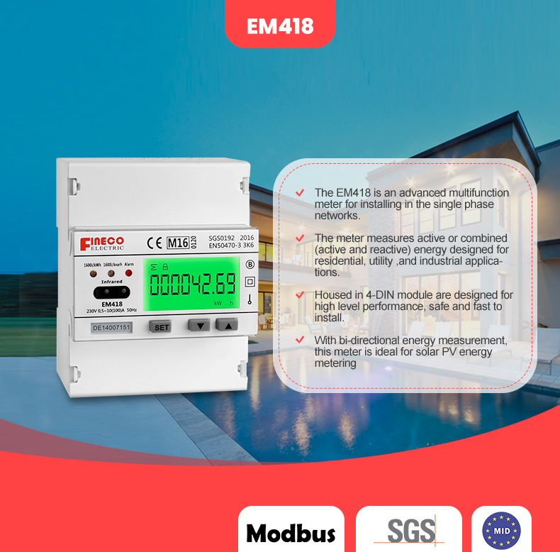 EM418 Single Phase~100A~MID~Modbus~4 Tariff - Buy electric meter ...