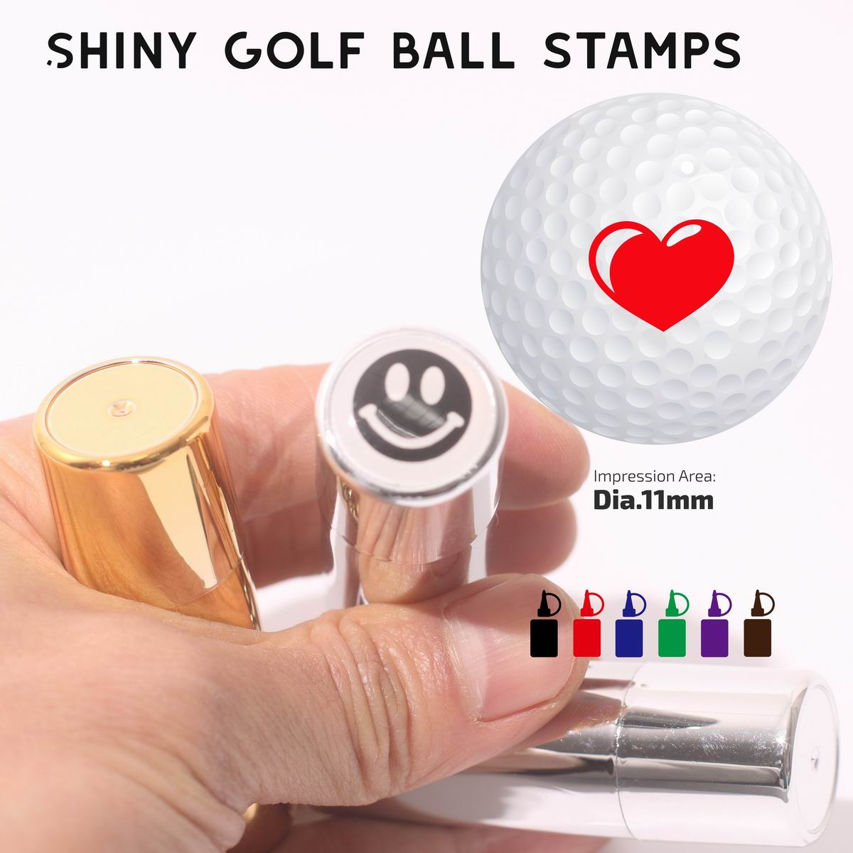 Nickel Plated Golf Ball Stamps Dia.11mm Golden Silver Stamp Body ...