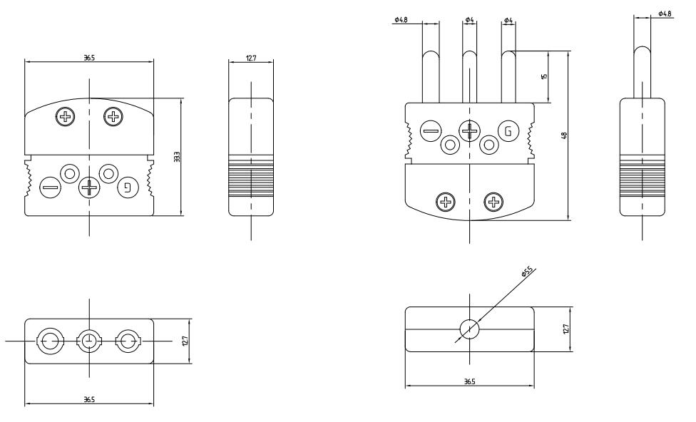 - Buy 3 prong round flat pin connector, standard connector for RTD ...