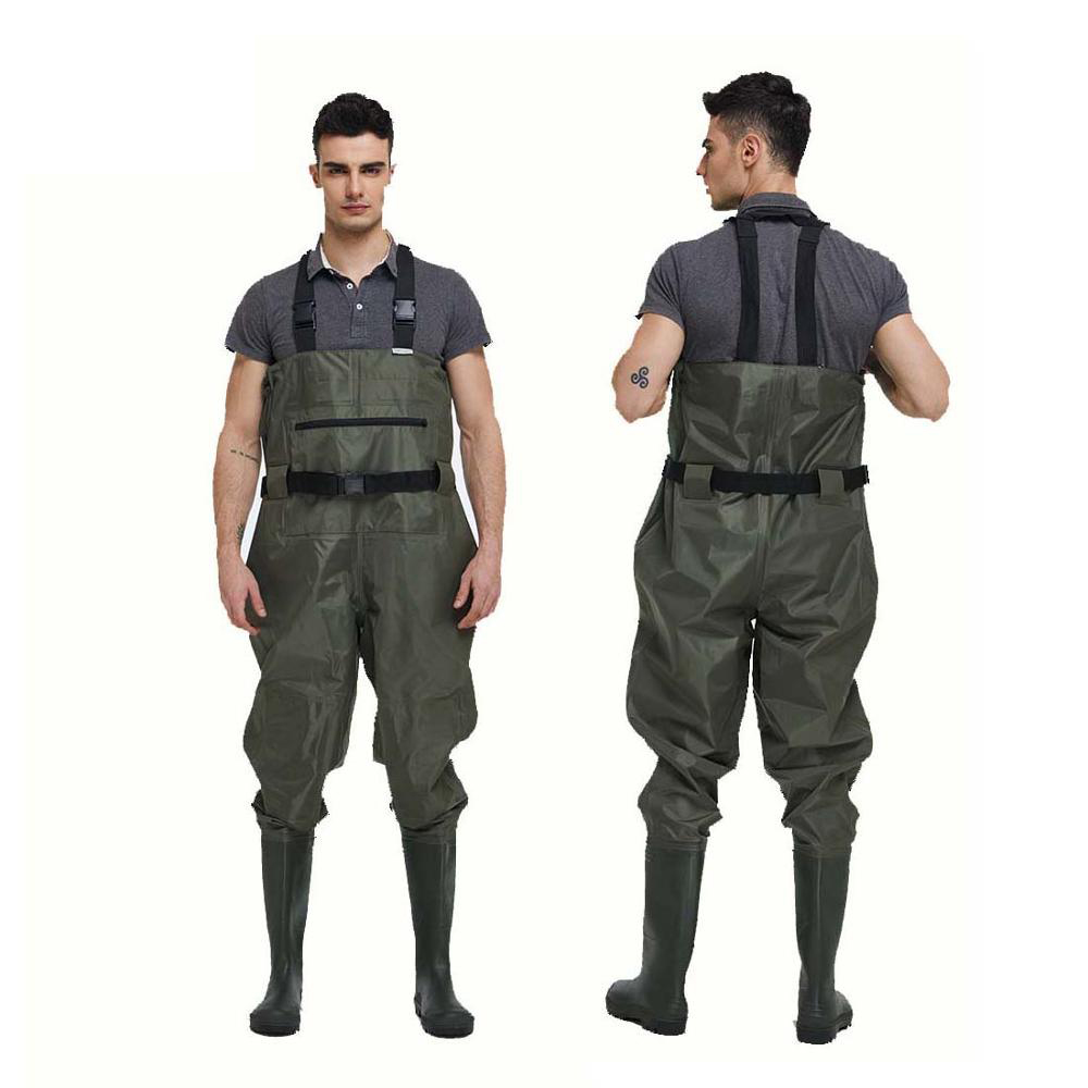 Front Zipper Pocket Men Fishing wader water proof nylon PVC adult chest wader - Buy chest wader ...