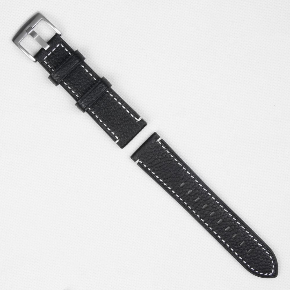 Custom 2 Piece of Black Genuine Leather Watch Band For Watches Company ...