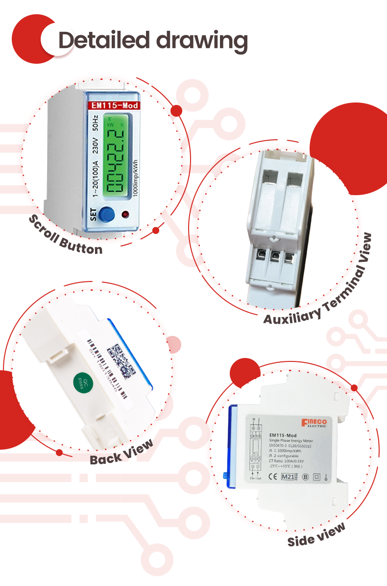 EM115-Mod single phase~100A~MID~Modbus - Buy energy meter, MID ...