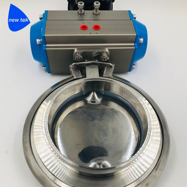 Hygienic Stainless Steel Pneumatic Actuated Butterfly Valve w ...