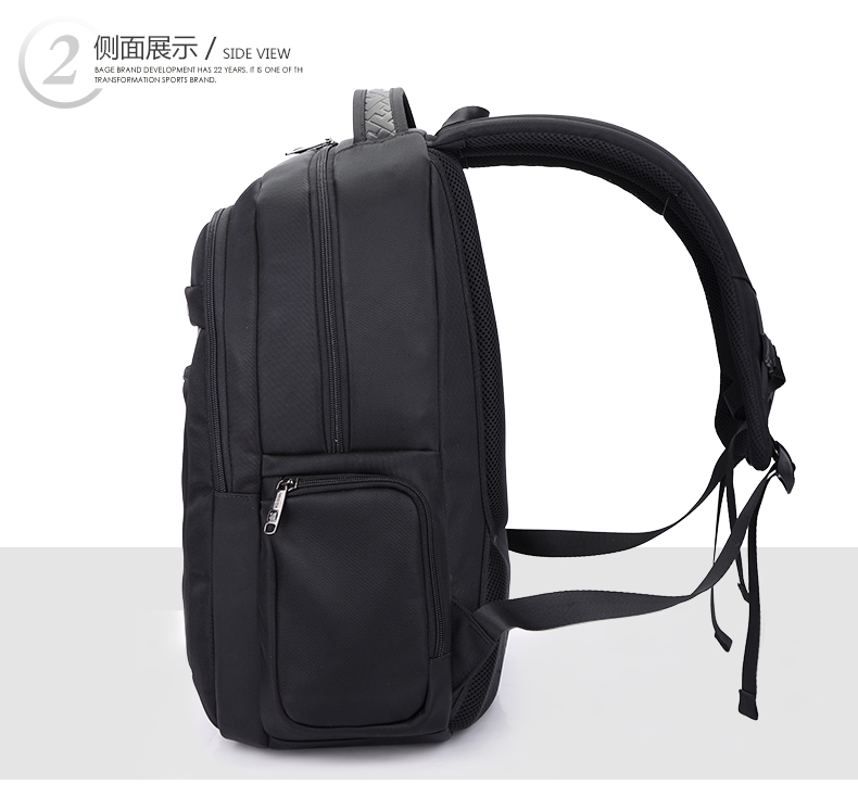 Waterproof plain black school backpack (1)